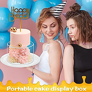 2 Pcs Clear Acrylic Cake Stand Fillable Cake Stand Cake Riser Cake Tier Cake Display Round Cake Stand Wedding Cake Stand Cylinder Stand for Party Birthday(10 inch,6 inch,with Lights)