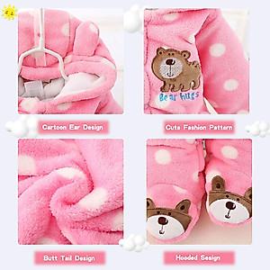 XIFAMNIY Baby Girls Boys Newborn Fleece Jumpsuit Footie Hooded Warm Thicken Snowsuit Outwear for Winter