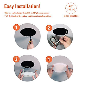 HALO 6 inch Recessed LED Ceiling & Shower Disc Light – Canless Ultra Thin Downlight – 5 CCT Selectable - White - 6 Pack