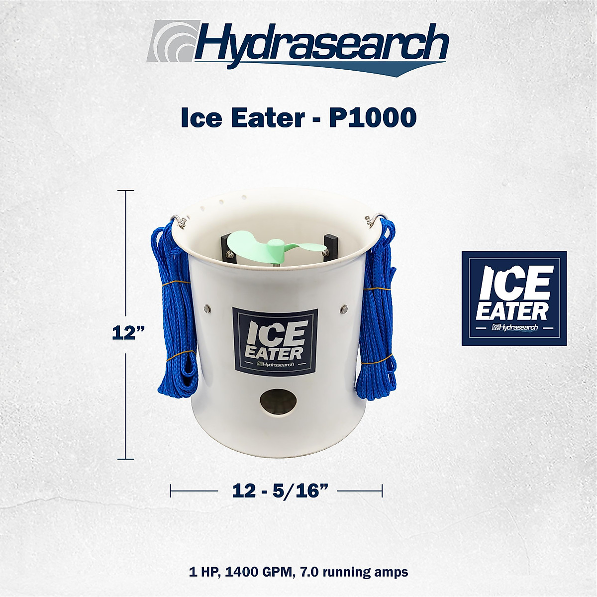 ICE EATER P1000/100-1 Horse Power 115V 100 Feet Power Cord - No Assembly Required | Pond De icer | Dock Bubbler Deicer | Marina De–Icer | Pond Aerator | Hydrasearch