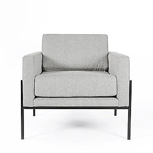 HomePop Modern Metal Frame Home Décor|Accent Chairs for Living Room & Bedroom, Sustainable Gray Woven