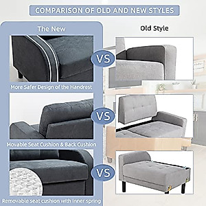 Vongrasig 73" Loveseat Sofa, 2 Seater Button Tufted Upholstered Couch, Modern Sofa with 6.3" Deep Seat Cushion for Small Space Living Room, Apartment, Dorm, Office, Blue Grey