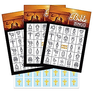 FaCraft Bible Bingo Game for Kids Adults 26 Players Christian Nativity Bingo Cards Bible Activities Games for Vacation Bible School Christian Sunday Church Family Open Day Party Supplies
