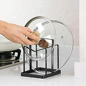 Geilihome Pot Rack Pan Lid Organizer Pot Pan Lid Rack,Cabinet & Countertop Cutting Board Baking Pan Holder for Cabinet Kitchen Cookware Organizer