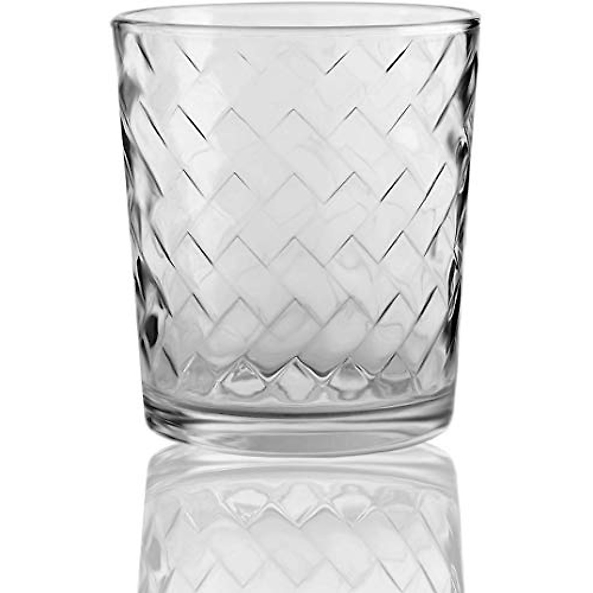 Circleware Chevron Set of 4 Whiskey Drinking Glasses Glassware for Water, Beer and Bar Liquor Dining Decor Beverage Cups Gifts, 4 Count (Pack of 1)
