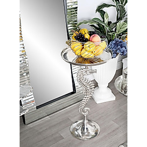 Deco 79 Coastal Aluminum Accent, Side Table 14" x 14" x 27", Silver
