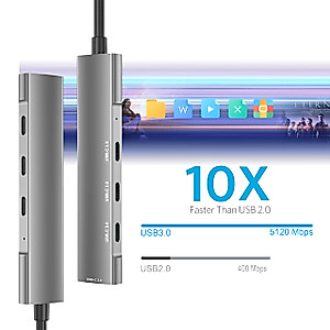 GKEAPZA 4 Ports USB C Hub – 5Gbps USB Hub for Laptop, USB C to USB C Hub, USB to USB C Adapter for MacBook Pro/Air iPad Pro M1, iMac,Mac Mini, Surface Pro, Chromebook (No Charging/Video Transfer)