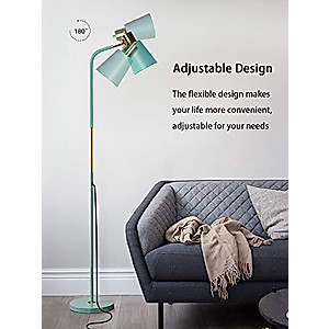 Floor Lamp, Industrial Floor Lamps for Living Rooms Rustic Farmhouse Reading Standing Floor Lamp Adjustable Metal Heads Indoor Task Lighting for Living Room Bedroom Office Home Décor (Green)