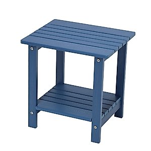 Byzane Double Adirondack Side Table, Weather Resistant, Rectangular End Table for Patio, Garden, Lawn, Indoor Outdoor Companion, Navy Blue
