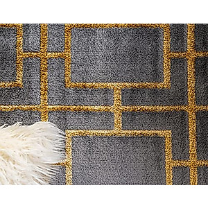 Rugs.com Marilyn Monroe™ Glam Trellis Collection Rug – 5' x 8' Gray Gold Medium Rug Perfect for Bedrooms, Dining Rooms, Living Rooms