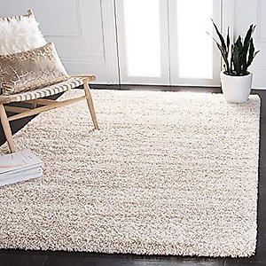 Safavieh Hudson Shag Collection 10' x 14' Ivory/Beige SGH295C Modern Abstract Non-Shedding 2-inch Thick Area Rug