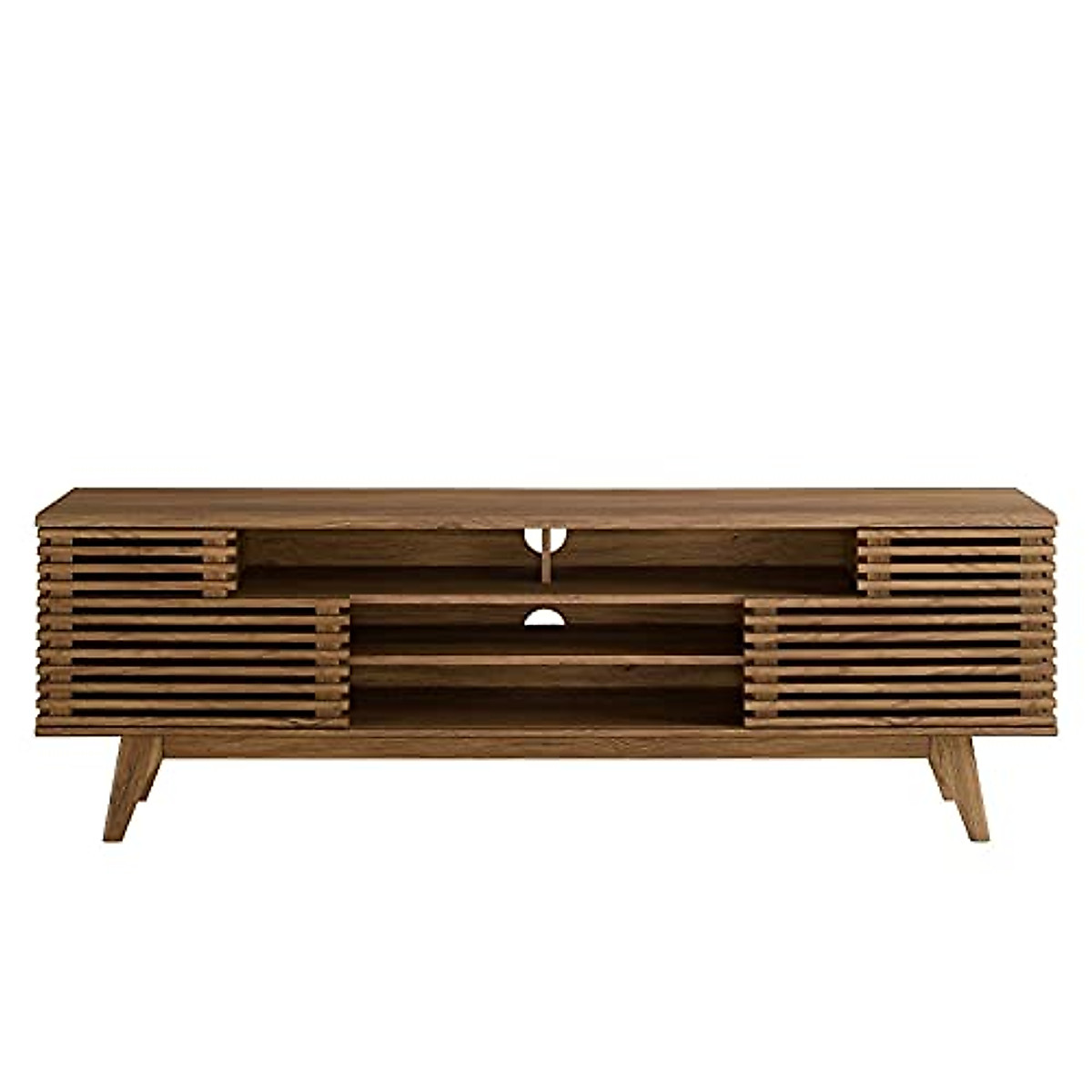 Modway Render 71" Mid-Century Modern Low Profile Media Console TV Stand, 71 Inch, Walnut
