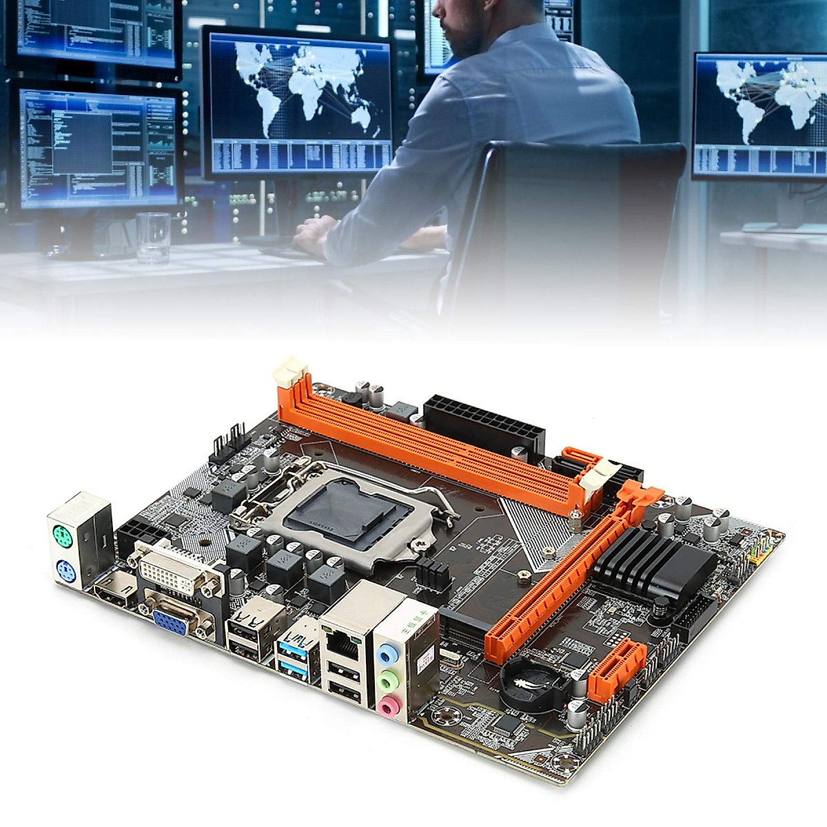 Kafuty-1 B75 Desktop Computer Motherboard, LGA 1155 DDR3 CPU Mainboard Support NVME+NGFF Dual Mode Hard Disk, SATA3.0/USB3.0/6-Channel Audio Chip