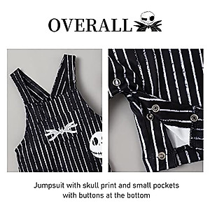 Crazyme Baby Boy Girl Clothes 2PCs Outfit Set Nightmare Before Bedtime Skull Christmas Clothing Set (Boy Black, 3-6 Months