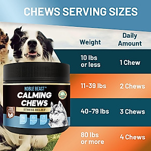 Noble Beast Dog Hemp Calming Chews for Dogs - Melatonin for Dogs - Dog Calming Treats - Motion Sickness for Dogs - All Natural - Soft Chews with Hemp and Melatonin - Chicken Flavor -120 Count