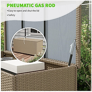 Outsunny 83 Gallon Deck Box, Large Outdoor Storage Chest, PE Wicker Trunk for Outside on Wheels for Garden Tools, Pool Supplies & Patio Furniture Cushions, Brown