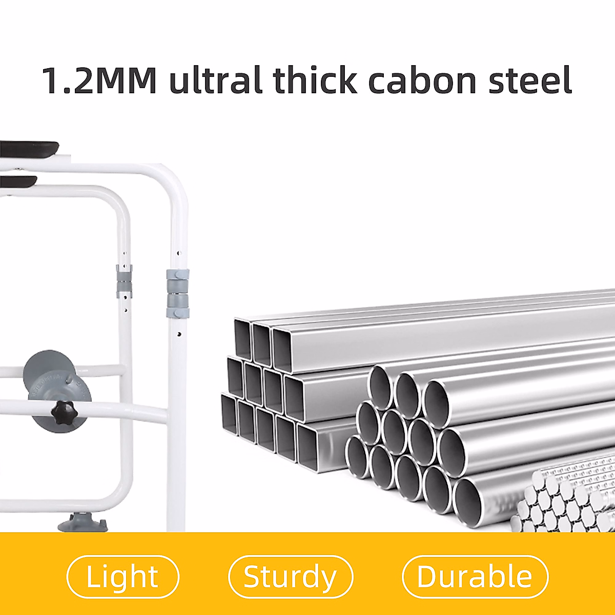 Toilet Safety Frame & Rails, Stability Bathroom Handrails Assist Grab Bar Handles & Railings for Elderly, Senior, Handicap & Disabled, Height & Width Adjustable, 300lbs Weight Capacity
