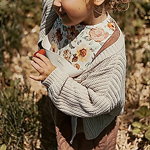 Stadela Baby Silicone Feeding Bib, Waterproof Adjustable, Baby Girl, Floral Bohemian Print with Flowers