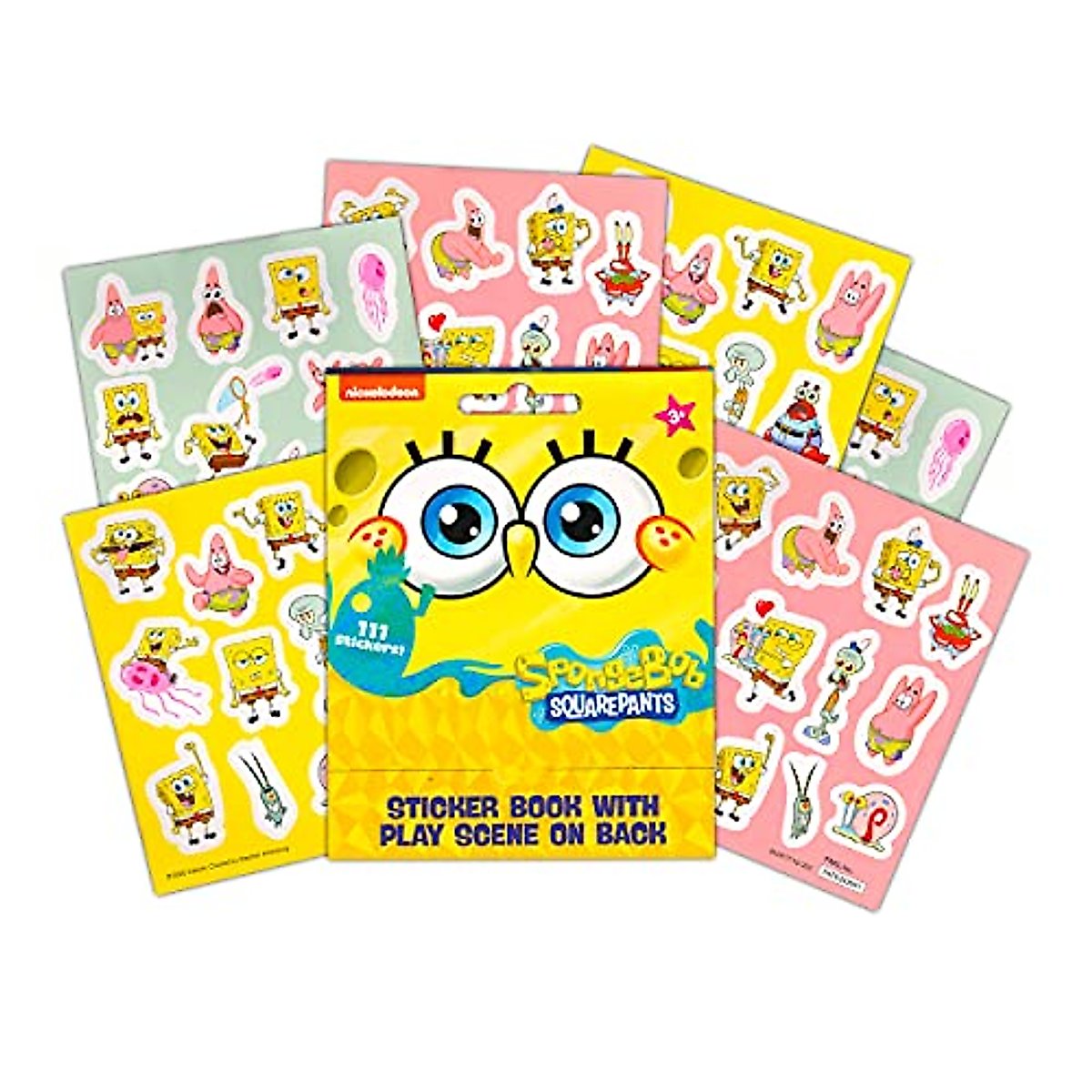 Spongebob Squarepants Pop Fidget Toys Set - Party Favors Bundle Including 4 Spongebob Fidget Keychains Plus Spongebob Stickers and More for Kids (Spongebob Fidgets)