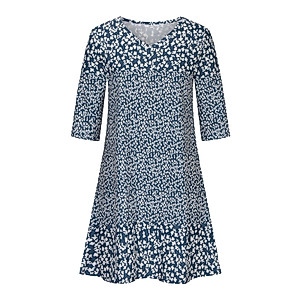 Pejock 3/4 Sleeve Dresses for Women, Womens Summer Short Sleeve V Neck Tshirt Dress Floral Printed Beach Flowy Sundresses midi Dresses for Women Vestidos Sexy Dresses for Women Chiffon Dresses