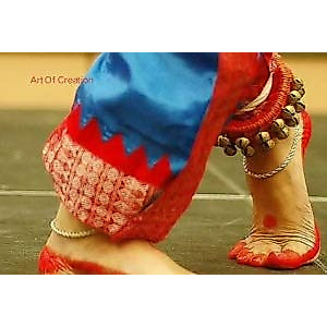 Art Of Creation Kathak Ghungroo Anklet Bells 3 Line 60 Big Bells Musical Dancing Instrument Classical Bharatnatayam Kuchchipudi Ghungru (Red Paded)