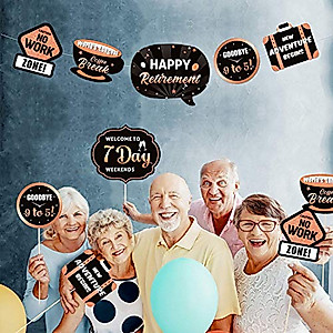 Retirement Party Centerpieces Women Rose Gold Happy Retirement Party Centerpieces Sticks Glitter Table Toppers Decorations Party Photo Booth Props Set of 24