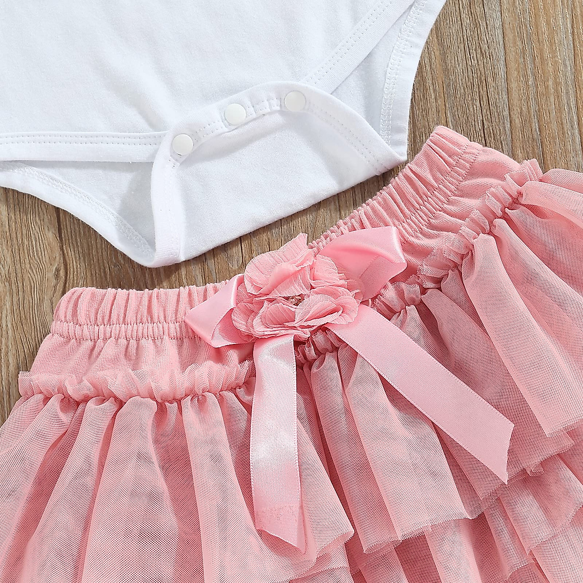 Newborn Infant Baby Girl Easter Outfit My 1st Easter Short Sleeve Romper Bodysuit and Tulle Tutu Skirt 0-18M (Pink, 3-6 Months)