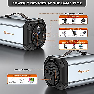 Portable Solar Generator 300W, Bonsaii 75000mAh Portable Power Station Camping Generator for Outdoor Travel, Portable Battery Power Supply with 110V AC Outlet & LED light for Emergency Home Use Charge