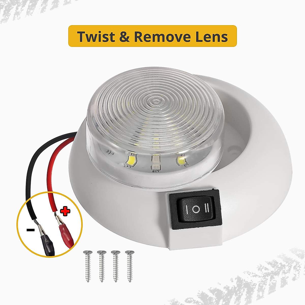 Partsam 1Pc 4 Inch Round LED Utility Dome Light Surface Mount for Home Truck RV Trailer Boat Aircraft Interior Light, 4" High Power White & Blue LED Downlight, 3-Way rocker switch(White/Off/Blue)