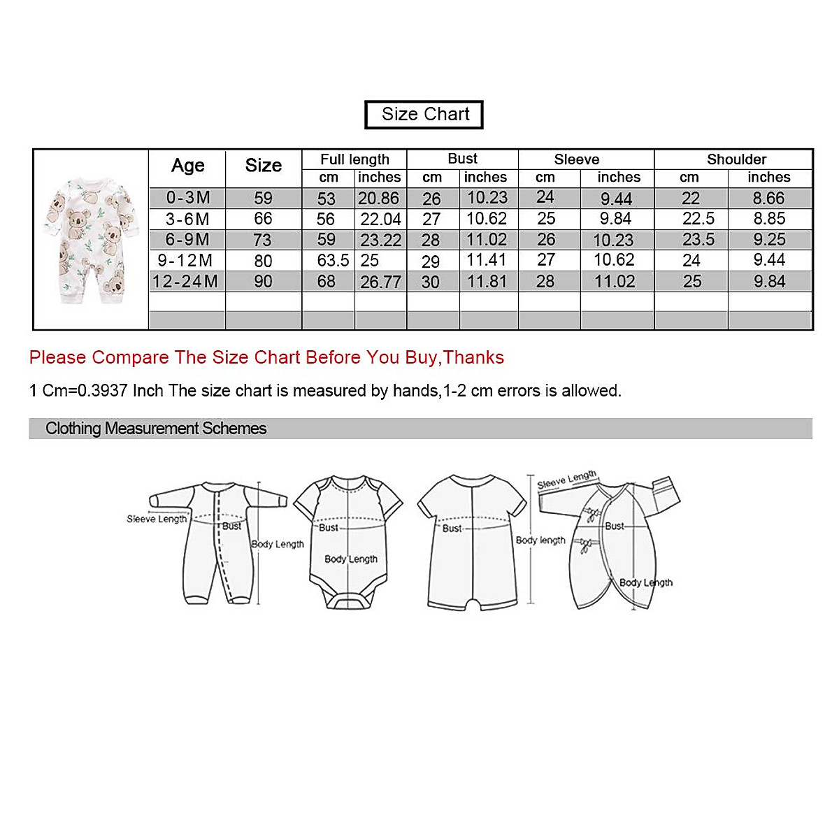 YFYBaby Cute Unisex Baby Boys Girls Romper Long Sleeve Koala Printing Newborn Infant Jumpsuit One Piece