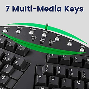 Perixx Periboard-512 Ergonomic Split Keyboard - Natural Ergonomic Design - Black - Bulky Size 19.09"x9.29"x1.73", US English Layout