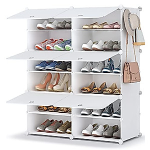 HOMIDEC Shoe Rack, 6 Tier Shoe Storage Cabinet 24 Pair Plastic Shoe Shelves Organizer for Closet Hallway Bedroom Entryway