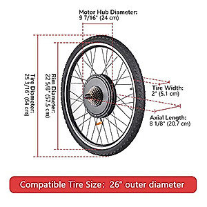 AW Electric Bike Conversion Kit 48V 1000W 26" Rear Wheel Powerful Motor E-Bike Conversion Kit Dual Mode Controller W/LCD Display Twist Throttle PAS Ebike Wheel Kit