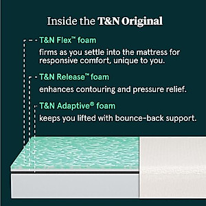 Tuft & Needle Original Medium Queen Size Adaptive Foam Mattress in a Box, Cooling Gel, Pressure Relief, Supportive, 100 Night Trial, Fiberglass Free, CertiPUR-US, 10-Year Limited Warranty