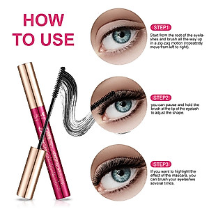 4D Magic Silk Fiber Lash Mascara- Waterproof & Hypoallergenic Easily to Create Amazing Make-up by Thicker,Long Lasting and Curly Eyelashes