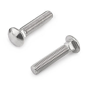 Yinpecly 2Pcs M12×60mm 1.75mm Pitch Length 304 Stainless Steel Round Domed Head Square Neck Carriage Bolts Silver Tone
