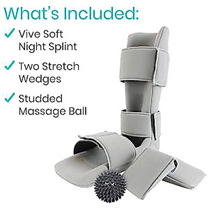 Vive Plantar Fasciitis Night Splint Plus Trigger Point Stretch Wedges - Soft Leg Brace Support, Orthopedic Sleeping Immobilizer Stretch Boot (X-Large: Men's: 11.5-12.5, Women's: 12.5-14)