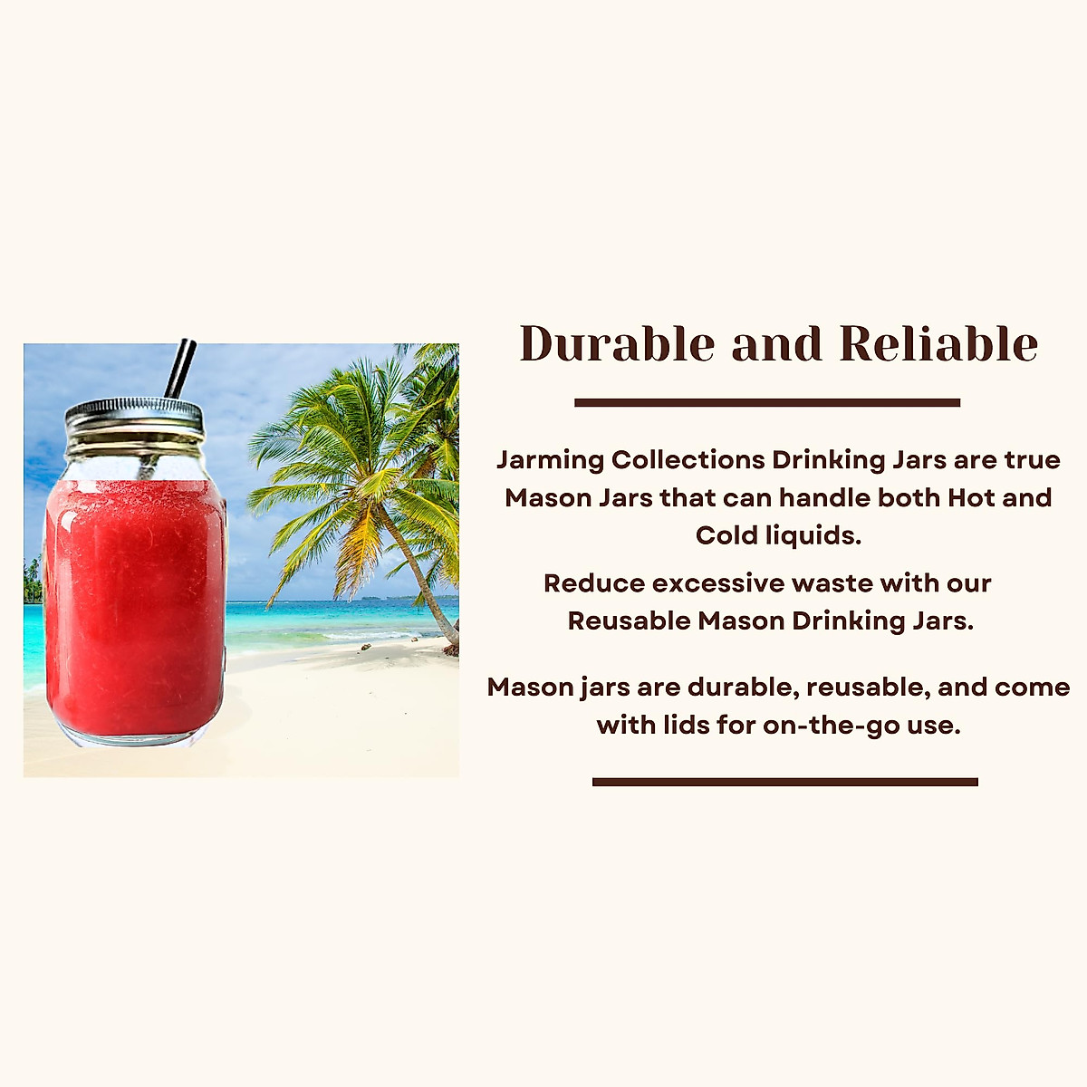 JARMING COLLECTIONS Home Glass Cups – Mason Jar Drinking Glasses - Mason Jar Cup - Glass Cup With Lids And Straws - 32oz Iced Coffee Cup – Glass Tumbler With Straw And Lid - Ice Coffee Cup (Set of 2)