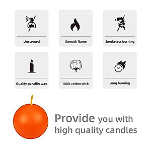 Zest Candle 6-Piece Ball Candles, 3-Inch, Orange
