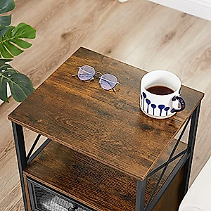 VECELO Night Stand, End Side Table with Storage Space and Door,Modern Nightstands for Living Room,Bedroom, Brown