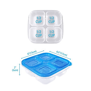 Finorder 6 Pack 4-Compartment Snack Containers, Reusable Food Containers for Kids School, Adults Office, Picnic Trip, Lunch Bento Box Meal Prep Containers (Bright Color Set)