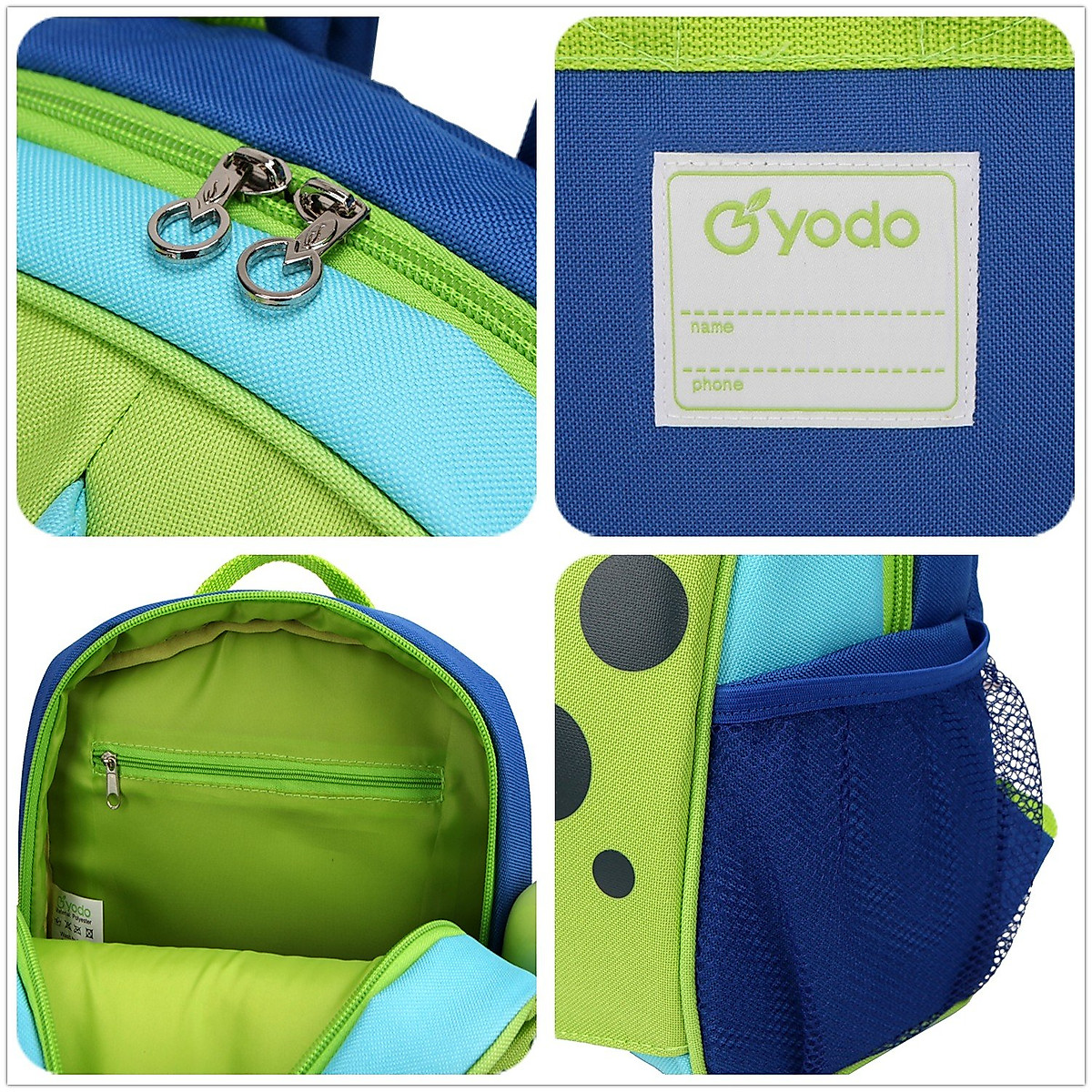 Yodo Little Kids School Bag Pre-K Toddler Backpack - Reflective Fins, Name Tag and Chest Strap, Shark