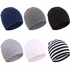 DRESHOW BQUBO 6 Pack Baby Hats for Boys Girls Unisex Baby Beanie Hat Soft Cute Knit Cap Nursery Beanie for Newborn Infant Toddler Kid