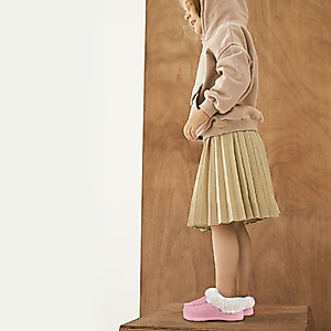 Toddler Kids House Shoes Slippers with Memory Foam Fuzzy and Warm Cozy Comfort Fleece Clog Slip On Sole Protection for Boys Girls Indoor Outdoor U422BBLFX217.SY-Pink-19.5