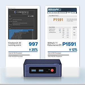 Beelink S12 Pro Mini PC, Newest 12th Gen Intel N100(4C/4T, Up to 3.4GHz, TDP 6W), 16GB DDR4 RAM 500GB PCIe x1 SSD, Mini Desktop Computer Support Dual HDMI 4K@60fps Output/WiFi6/BT5.2/USB 3.2, HTPC/ROS