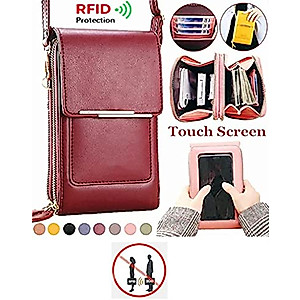 atcryih Anti-theft Leather Bag, Phone Crossbody Bags for Women, Touchscreen Phone Wallet PU Leather Crossbody Bag (1-Black)