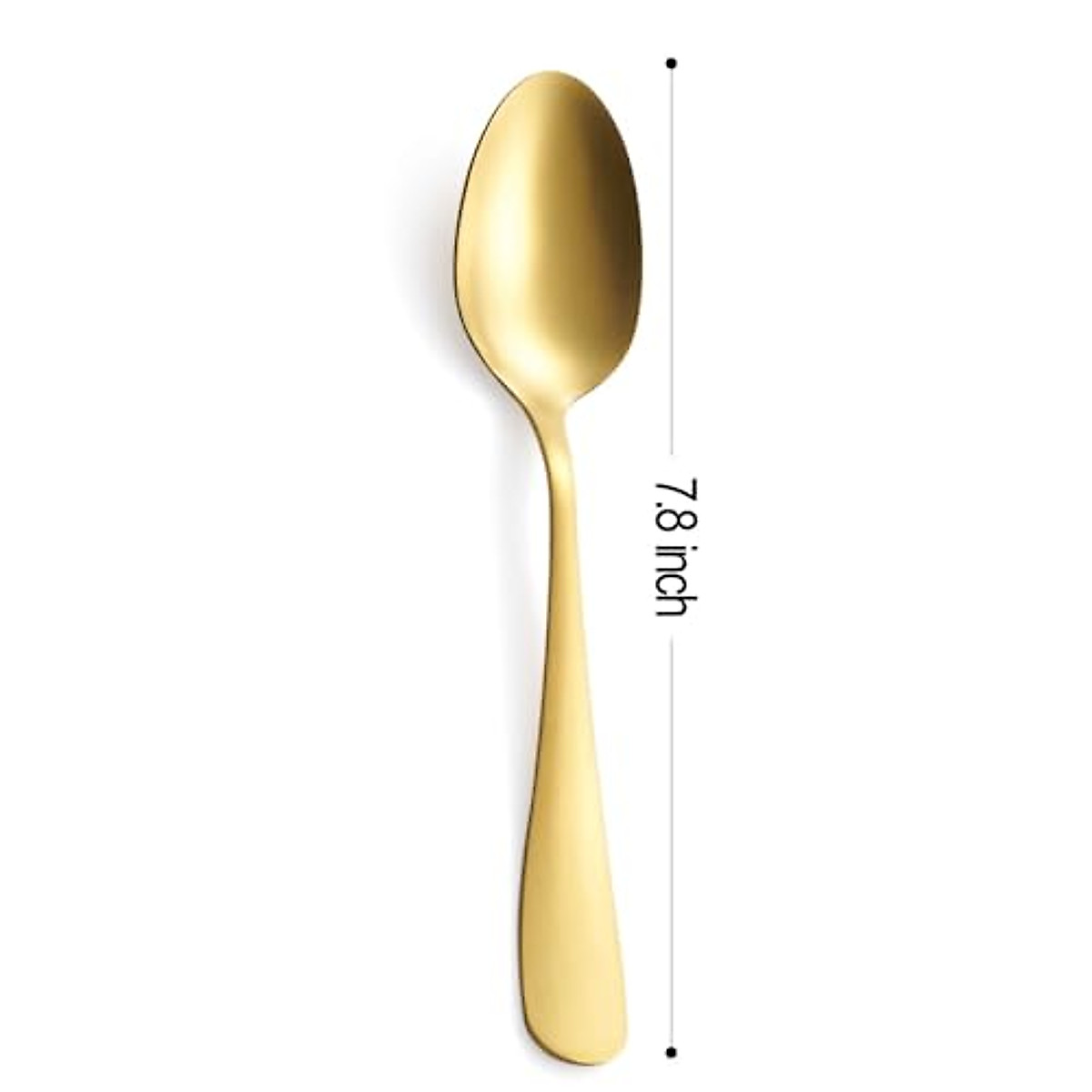 GoGeiLi Matte Gold Spoons Set, 7.8 Inch Stainless Steel Satin Finish Dinner Spoons, Gold Silverware Flatware Spoon Set of 6, Dishwasher Safe