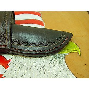 Cross Draw Knife Sheath for Buck 103 Knife, Leather Fixed Blade Knife Holder, Dyed Dark Brown