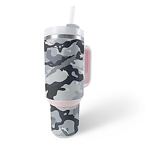 MightySkins Skin Compatible With Stanley The Quencher H2.0 FlowState 40 Oz Tumbler - Gray Camouflage | Protective, Durable, and Unique Vinyl Decal wrap cover | Easy To Apply, Remove, and Change Styles