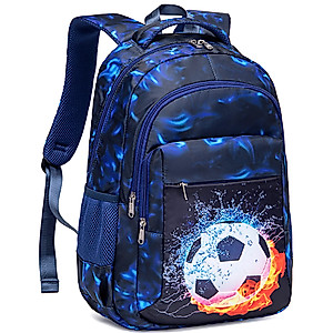 LEDAOU School Backpack Teen Boys Girls Bookbag Daypack School Bag (Football Black)